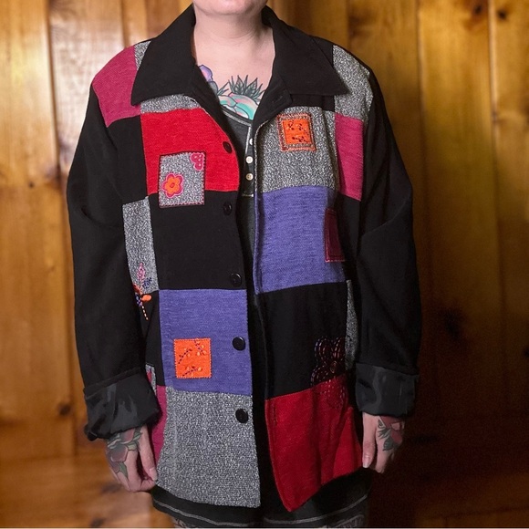 Vintage | Jackets & Coats | Vintage Koret Colorful Patchwork Shacket ...